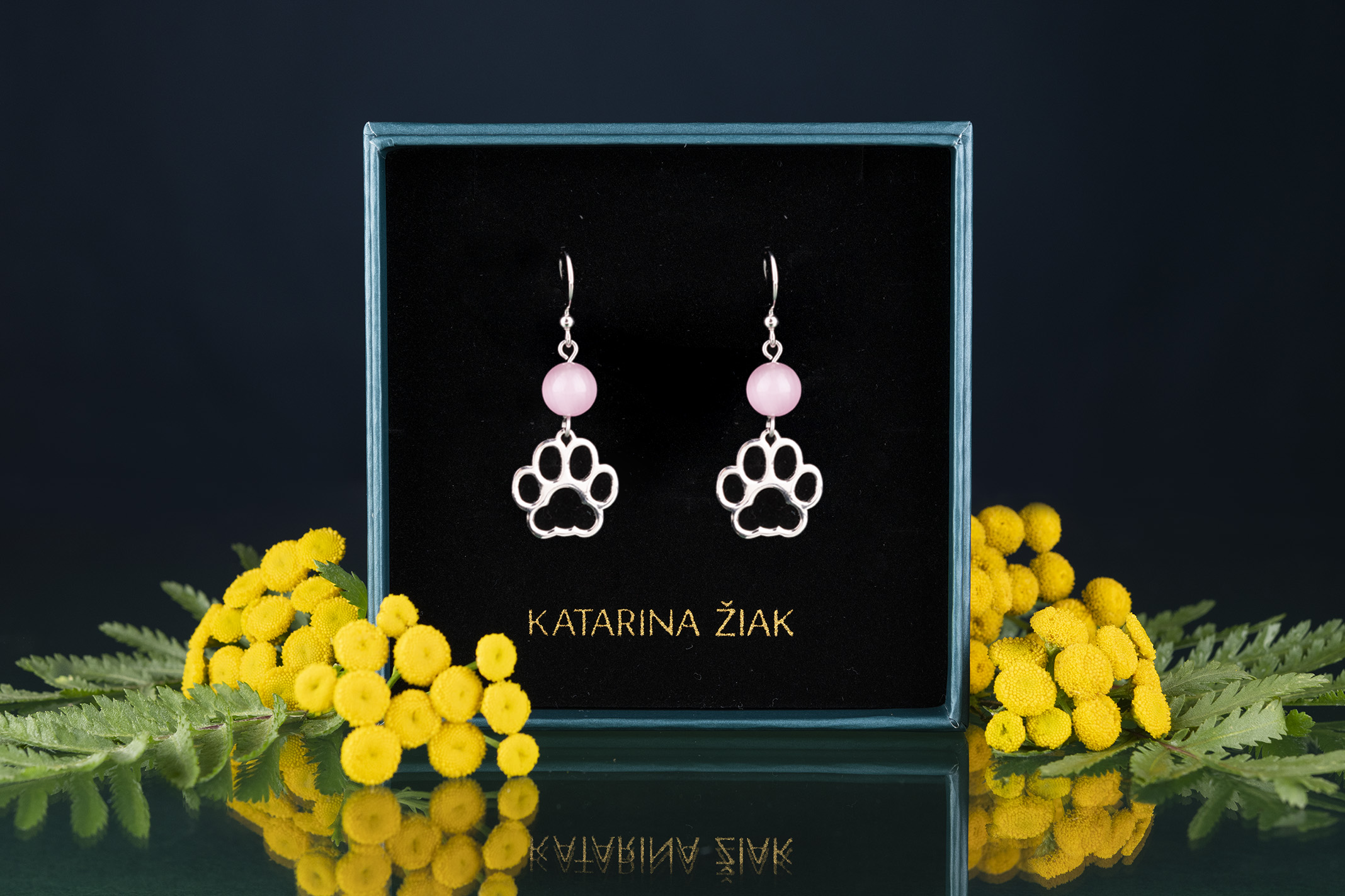 Earrings cat paw IZI 2 + cat's eye | KatarínaŽiak
